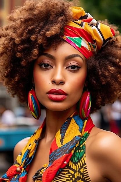 Premium Ai Image Vibrant Afro Queen