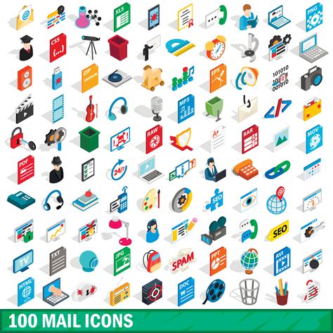 Mail Icons Set Isometric D Style Vector Art At Vecteezy