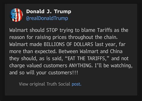 Trump Rips Walmart For Tariff Price Hikes After Making Billions Of