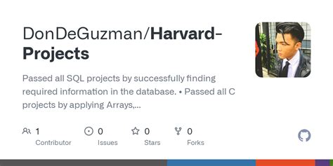 GitHub DonDeGuzman Harvard Projects Passed All SQL Projects By Successfully Finding Required