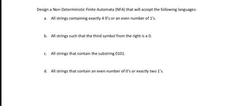 Solved Design A Non Deterministic Finite Automata Nfa That Chegg