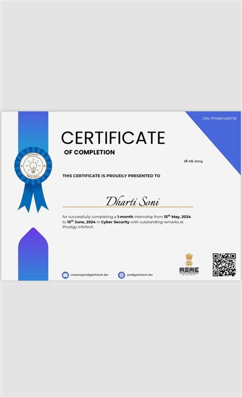 dharti soni on linkedin cybersecurity internship prodigyinfotech