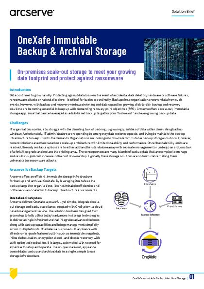 Onexafe Immutable Backup And Archival Storage Arcserve