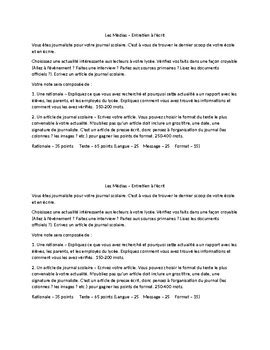 IB French Written Assignment Practice Communication Et Medias TpT