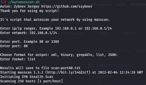 github szybnev automasscan bash script that simplify work with