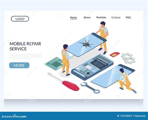 Mobile Repair Service Vector Website Landing Page Design Template Stock Vector Illustration Of