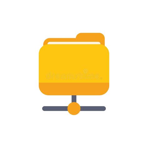 Yellow Computer Folder Sharing On Network Icon Stock Illustration Illustration Of Connection