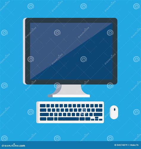 Monitor With Keyboard And Computer Mouse Stock Vector Illustration Of Monitor Modern