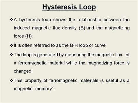 Hysteresis Loop Some Magnetic Properties Topic Subject Theory
