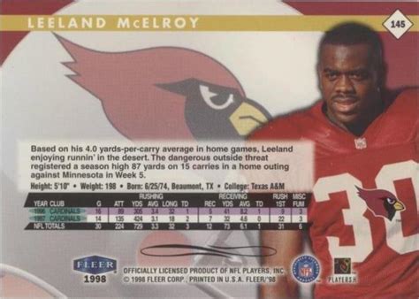 1998 Fleer Tradition Leeland Mcelroy 145 For Sale Ebay