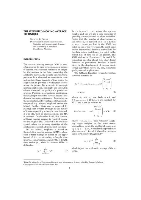 (PDF) The Weighted Moving Average Technique