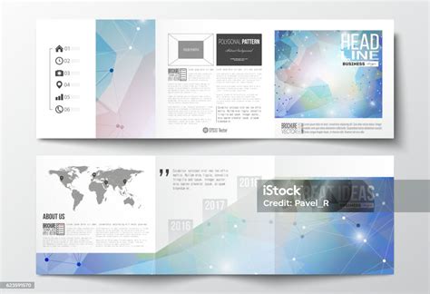 세트 트라이폴드 브로셔 스퀘어 디자인 템플릿 추상적임 색상화 0명에 대한 스톡 벡터 아트 및 기타 이미지 0명 2차 도형 3단 브로슈어 Istock