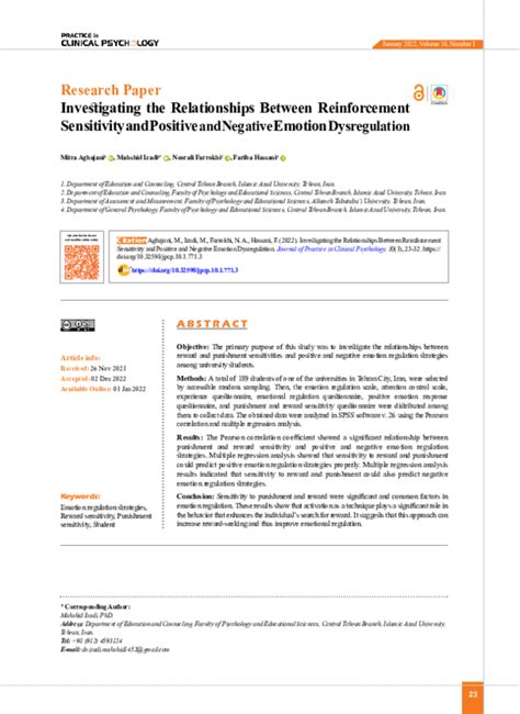 Pdf Investigating The Relationships Between Reinforcement Sensitivity And Positive And