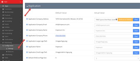 Application Configuration Settings