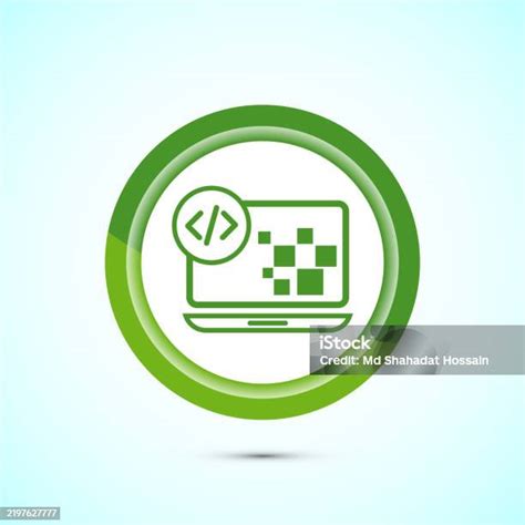 코딩 아이콘 디자인 일러스트 웹 개발 아이콘 그린 컬러 버튼 디자인 가상현실에 대한 스톡 벡터 아트 및 기타 이미지 가상현실