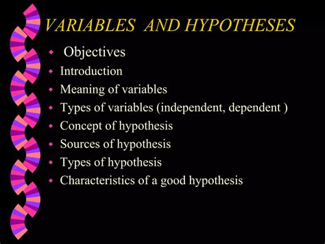 Variables And Hypotheses Pptx