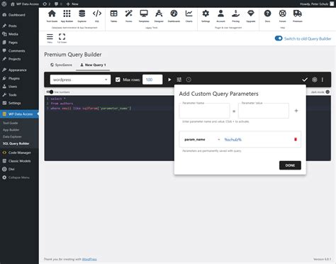 sql query builder params wp data access