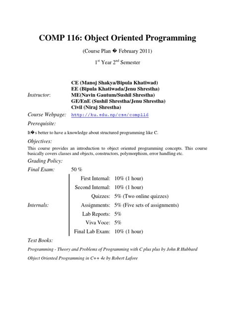 Syllabus C Computer Programming