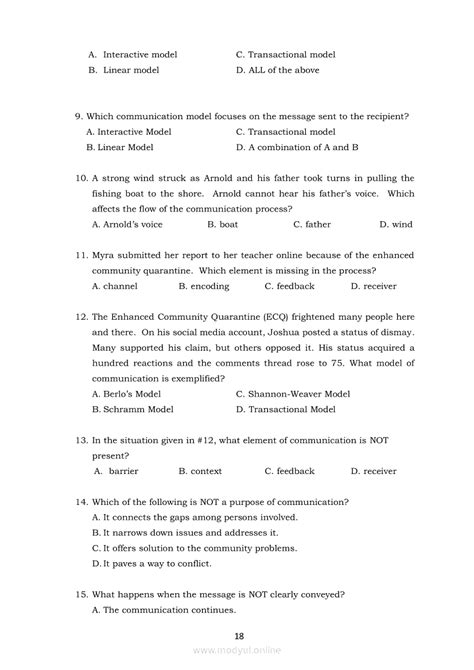 Oral Communication In Context Module 2 Communication Models Shs Modules