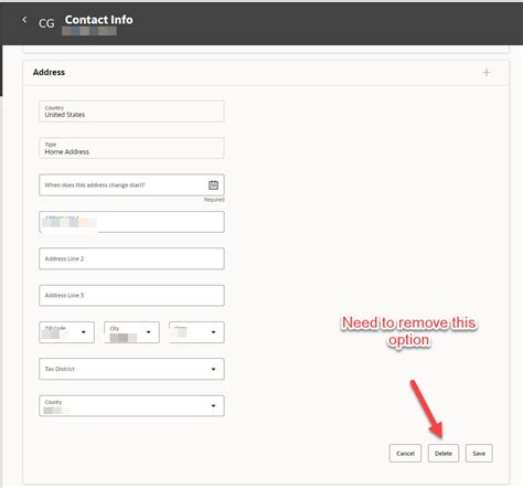 How Can You Hide The Delete Button On Addresses On The Contact Info