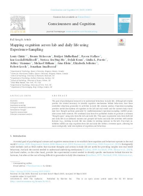 Mapping Cognition Across Lab And Daily Life Using Experience Sampling