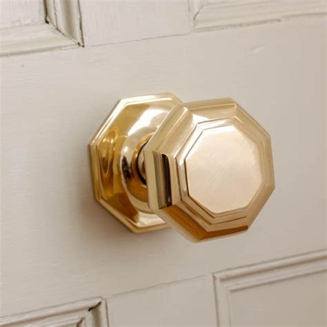 Polished Brass Octagonal Door Pull Large Brass Door Antique Door Knobs Front Door Accessories