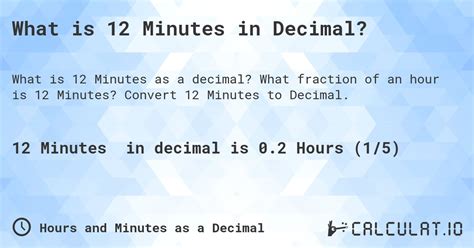 What Is 12 Minutes In Decimal Calculatio