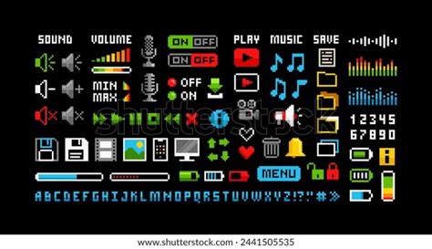 Retro Game Pixel Graphics Icons Set Stock Vector Royalty Free Shutterstock