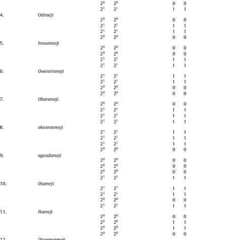 Showing Ifa Signature Codes Represented In Matrix Form Download Scientific Diagram