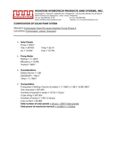 Computation Solar Pump System Pdf