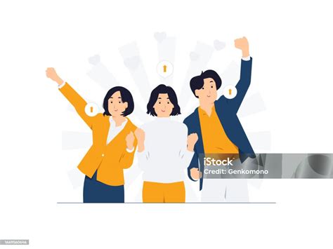 성공 우정 팀워크 몸짓 팔 들기 긍정 표현 협력 승자 축하 행복한 사업가들은 성공적인 프로젝트 컨셉 일러스트레이션을 축하합니다 1위에 대한 스톡 벡터 아트 및 기타 이미지