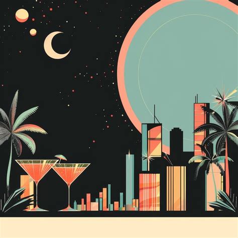 Minimalist Miami Nightlife Theme With Urban Motifs Premium Ai Generated Image