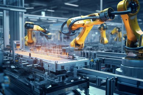 Robotic Arms Work Efficiently On An Assembly Line Coordinating Seamlessly To Build Intricate