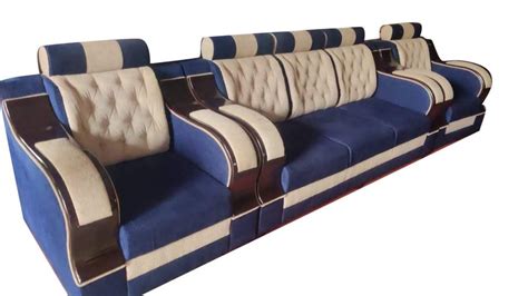 Blue Suede Three Seater Sofa Set At ₹ 25000set 3 Seater Sofa In