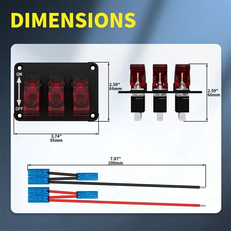 1pcs 3 Gang Red 12v Led Light Toggle Switch 3 Pin Spst Rocker Switch