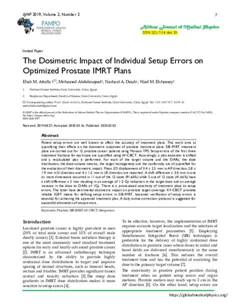 pdf the dosimetric impact of individual setup errors on optimized