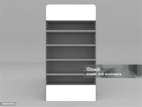 선반이 있는 슈퍼마켓 통로와 상단 및 하단 빈 포스터가 표시됩니다 3d 렌더링 그림 모형에 대한 스톡 사진 및 기타 이미지 모형 통로 판매 시점 관리 Istock