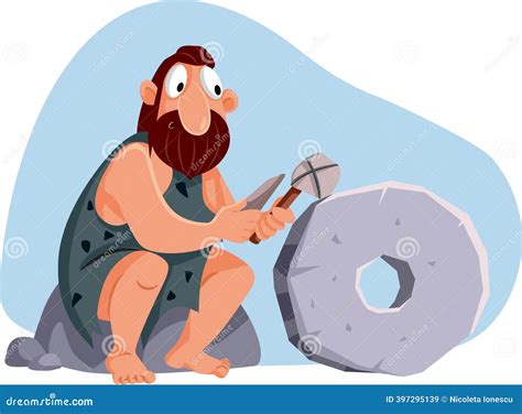 Cartoon Neolithic Set Tools And Weapons 129714423