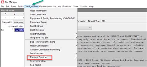 6500 T Series Site Manager Photonics Services Tab Not Showing Under