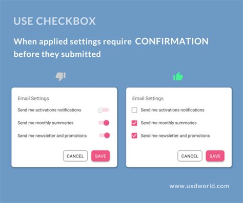 ui design tips checkbox vs toggle switch ux design world