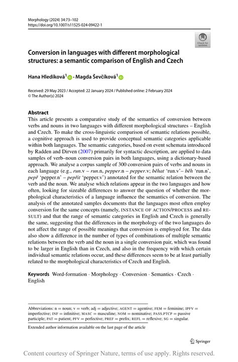 Pdf Conversion In Languages With Different Morphological Structures A Semantic Comparison Of