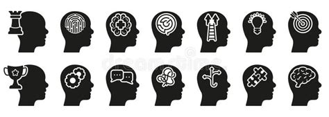 Human Mind Process Silhouette Icon Set Emotional Intelligence Glyph