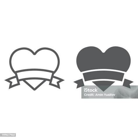 심장 배너 라인과 문양 아이콘 발렌타인 데이와 휴일 사랑 리본 기호 벡터 그래픽 흰색 배경에 선형 패턴 Eps 10 10에 대한