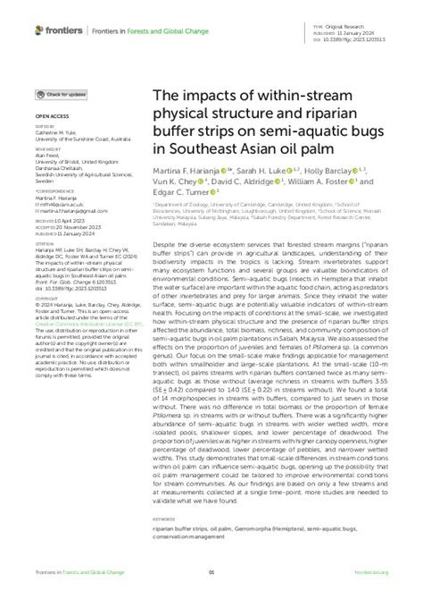 Pdf Riparian Buffers Boost Semi Aquatic Bugs In Oil Palm