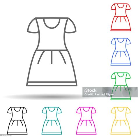 Vetores De Vestido Ícone Estilo Multi Cor Linha Fina Simples Vetor Do Esboço De Ícones Da Roupa