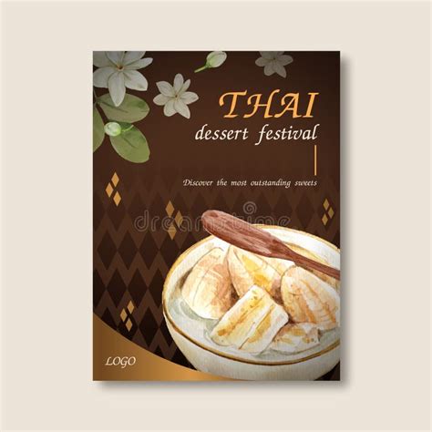 Thai Sweet Poster Design With Bananas In Coconut Milk Illustration