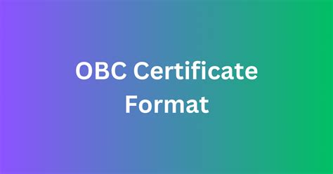 OBC Certificate Format