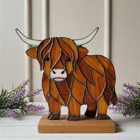 Highland Cow Stained Glass Pattern Digital Download Highland Cow Glass