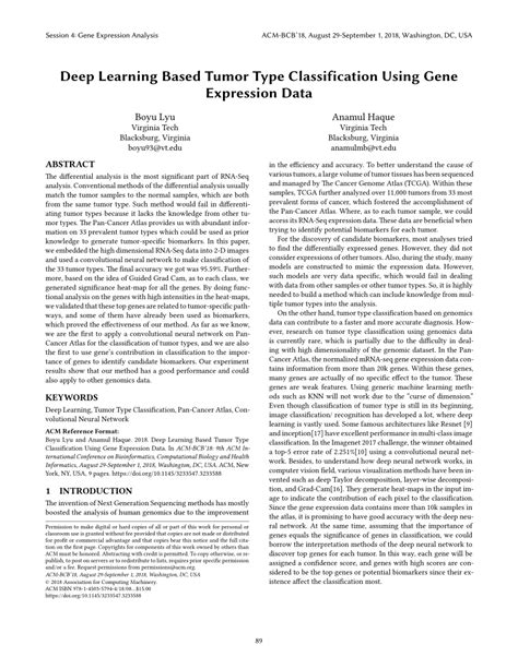 Pdf Deep Learning Based Tumor Type Classification Using Gene