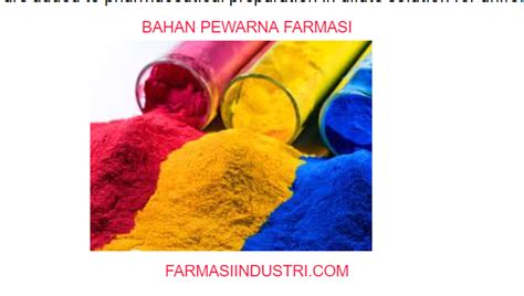 Bahan Pewarna Pewarna Bahan Aditif Warna Dalam Farmasi Farmasi Industri